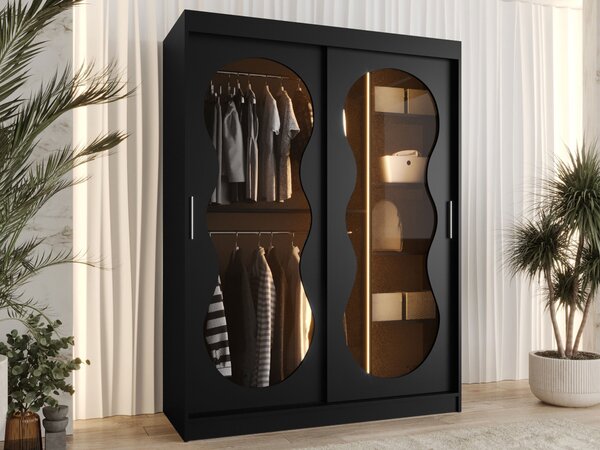 Garderobna omara Hartford 528, Črna, 200x150x62cm, Vrata omare: Drsna ...