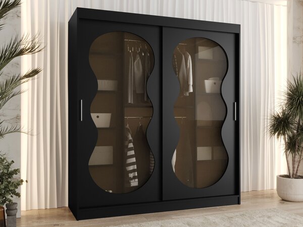 Garderobna omara Hartford 530, Črna, 200x180x62cm, Vrata omare: Drsna ...