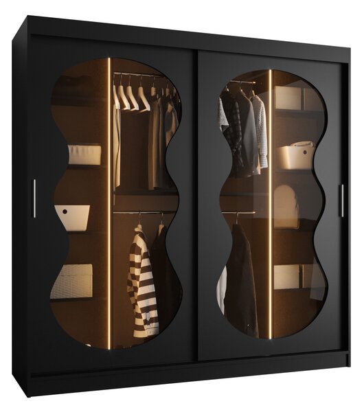 Garderobna omara Hartford 532, Črna, 200x200x62cm, Vrata omare: Drsna ...