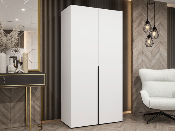 Garderobna omara Hartford 535, Črna, Bela, 202x100x52cm, Vrata omare: S ...