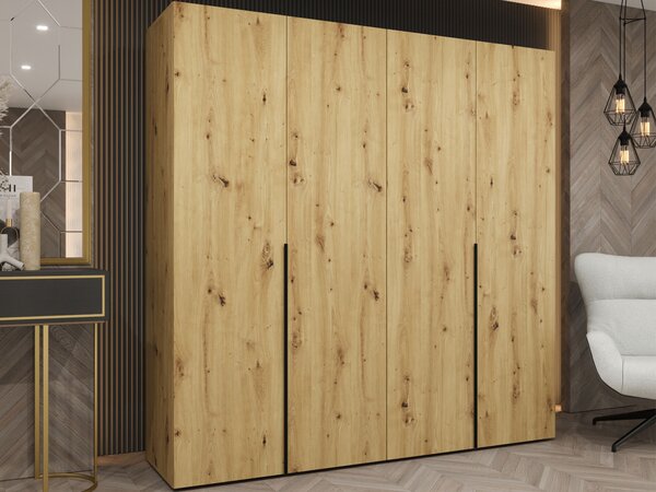 Garderobna omara Hartford 537, Artisan hrast, Črna, 202x200x52cm, Vrata ...