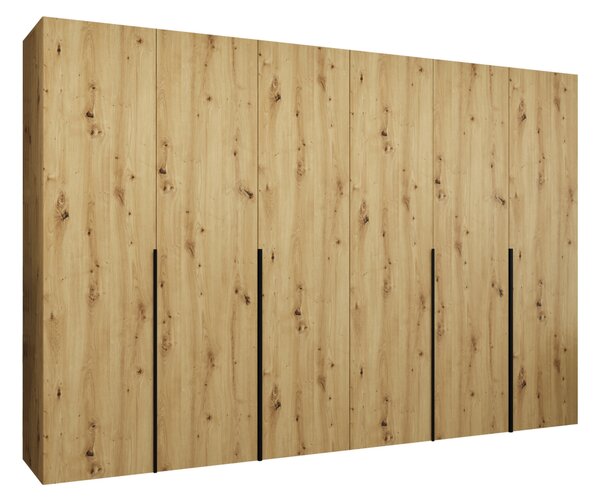 Garderobna omara Hartford 539, Artisan hrast, Črna, 202x300x52cm, Vrata ...