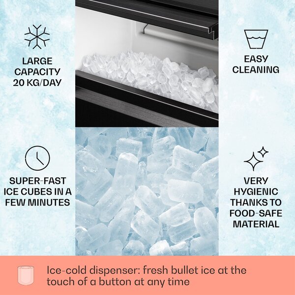 Klarstein Powericer XL, aparat za proizvodnjo ledu, 20 kg/dan, 145 W ...