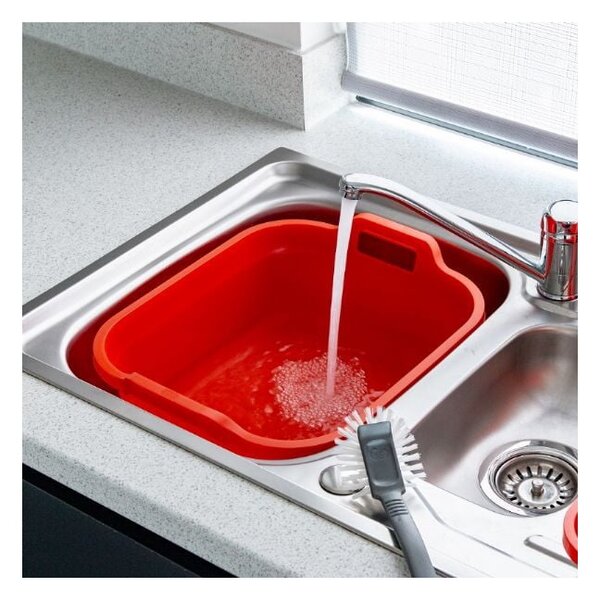 Temno moder plastičen lavor z dvema ročajema Addis, 39 x 32 x 14 cm ...